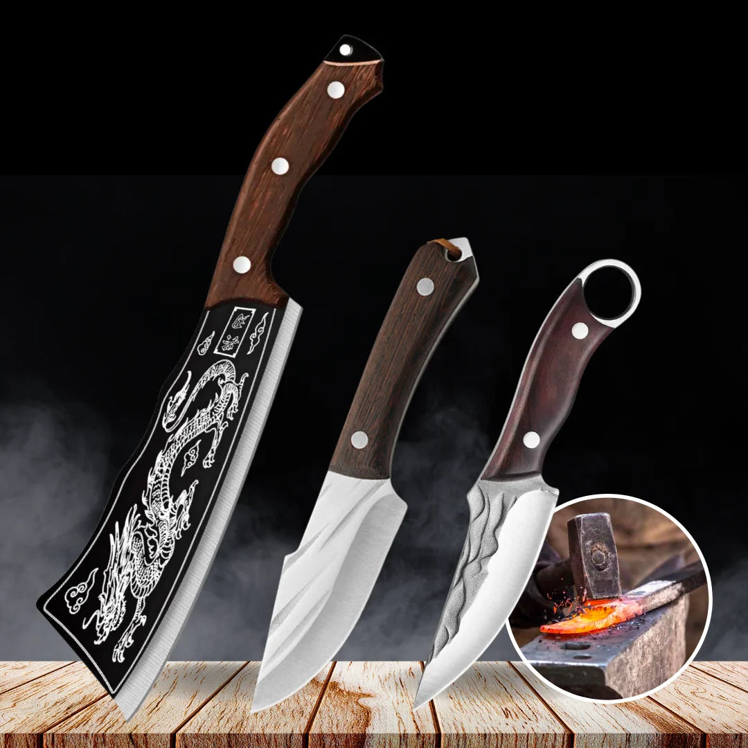 Combo 3 Facas Profissionais Forjadas à Mão • Combo Gama Arbaro™